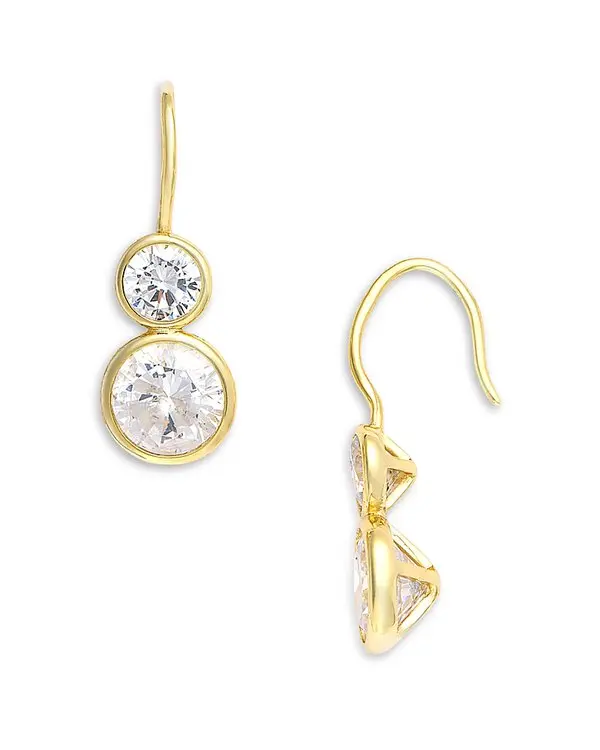 Shashi Bezel Double Drop Earrings - Gold