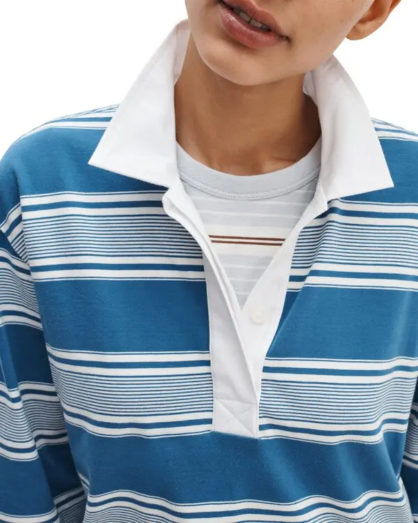 Rag & Bone Kelly Stripe Polo Tee - Blue Multi