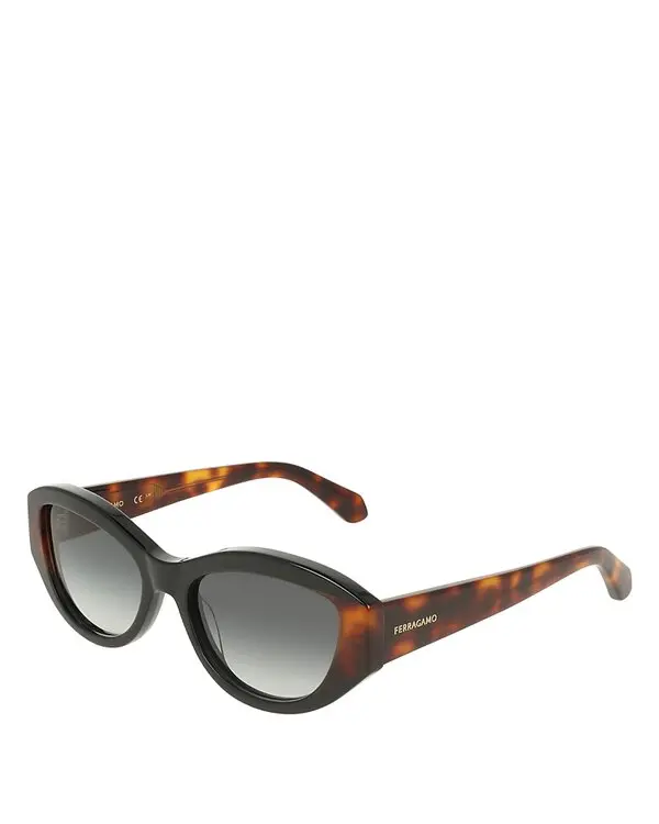 FERRAGAMO Color Block Oval Sunglasses - Black/tortoise