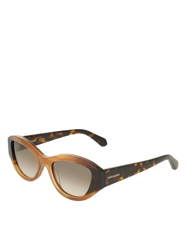 FERRAGAMO Color Block Oval Sunglasses - Honey Horn/dark Tortoise