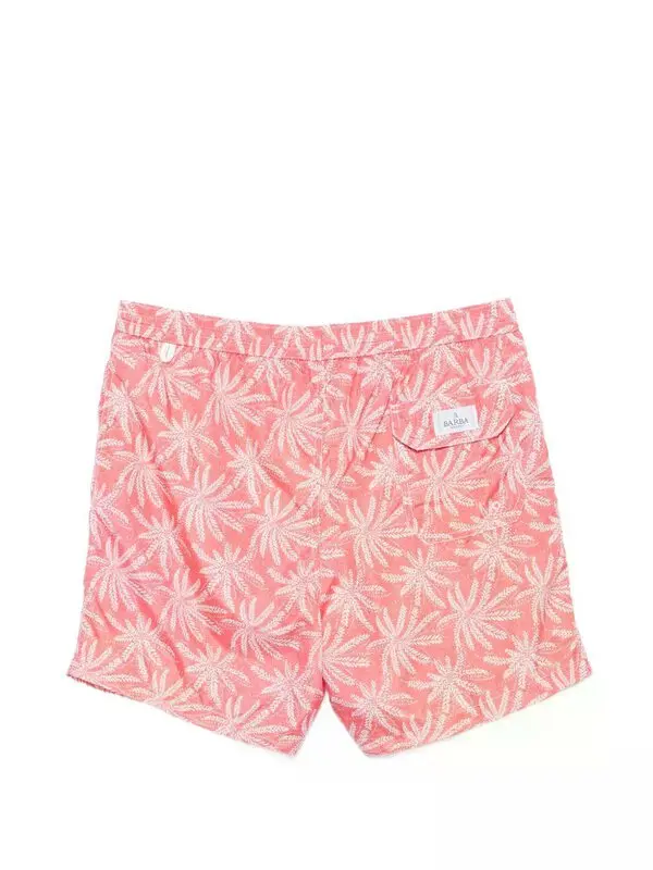 BARBA NAPOLI Palm-tree Print Swim Shorts