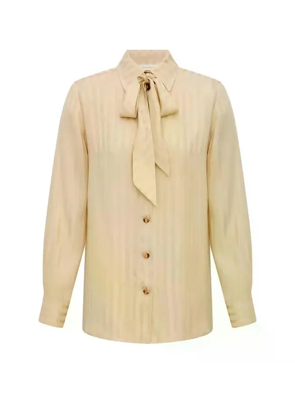 Zimmermann Beige Striped Pussy-bow Shirt - Neutrals