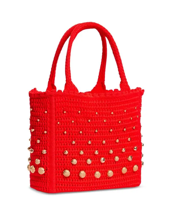 Sandro Eulalia Studded Crochet Tote Bag - Red