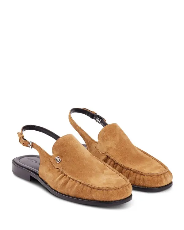 Sandro Leather Slingback Loafers - Beige
