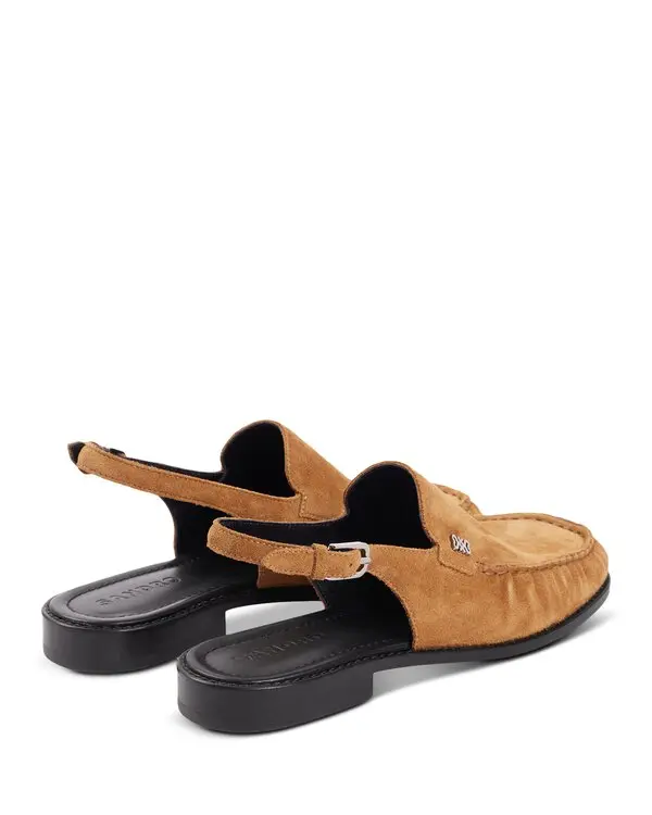 Sandro Leather Slingback Loafers - Beige