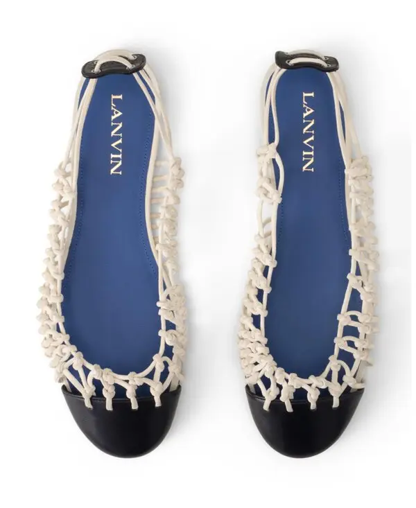 LANVIN Leather Knitline Slingback Ballerina