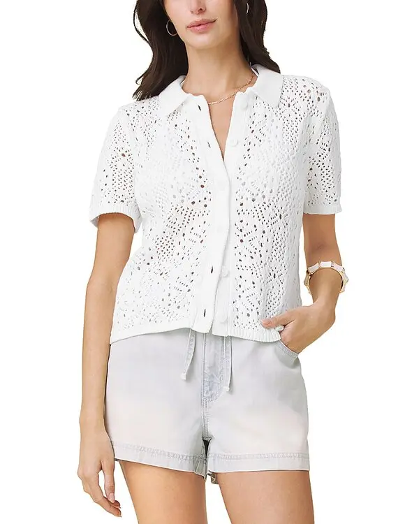 Splendid Beckham Crocheted Shirt - White