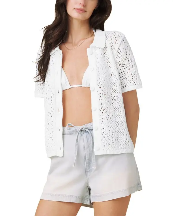 Splendid Beckham Crocheted Shirt - White