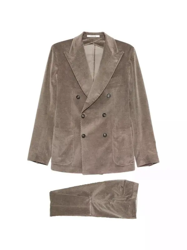 Tagliatore Double-breasted Corduroy Suit - Brown