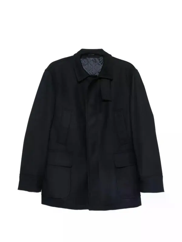 Tagliatore Diagonal-weave Texture Coat - Blue