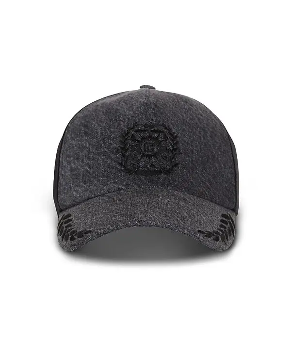 Balmain Ecusson Embroidered Denim Cap - Grey