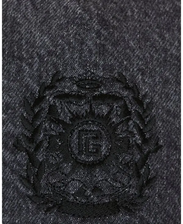 Balmain Ecusson Embroidered Denim Cap