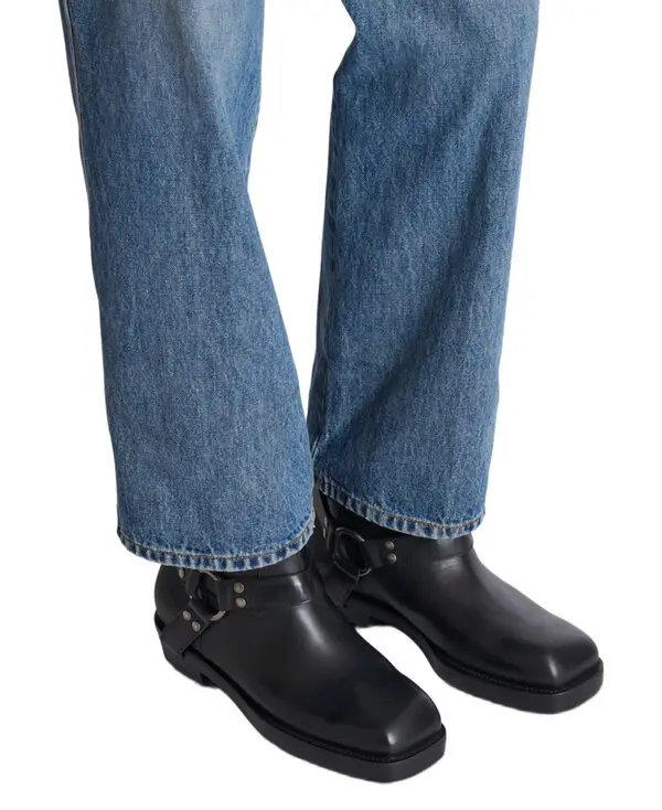 Balmain Calfskin Leather Biker Ankle Boots