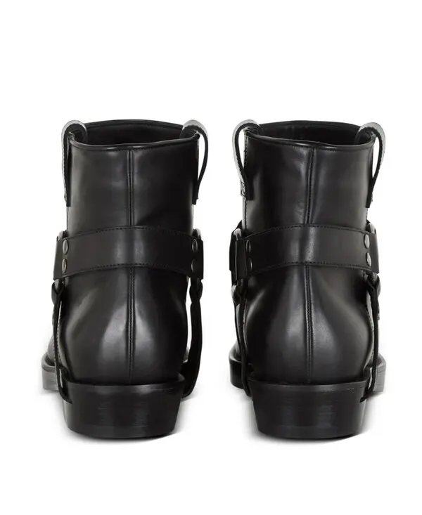 Balmain Calfskin Leather Biker Ankle Boots