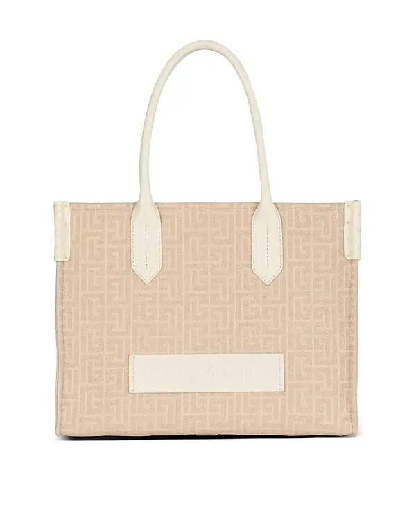 Balmain B-army 36 Monogrammed Canvas And Leather Tote Bag