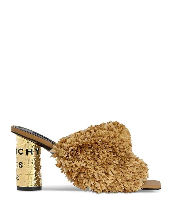 Givenchy Raffia High Heel Mules - Natural