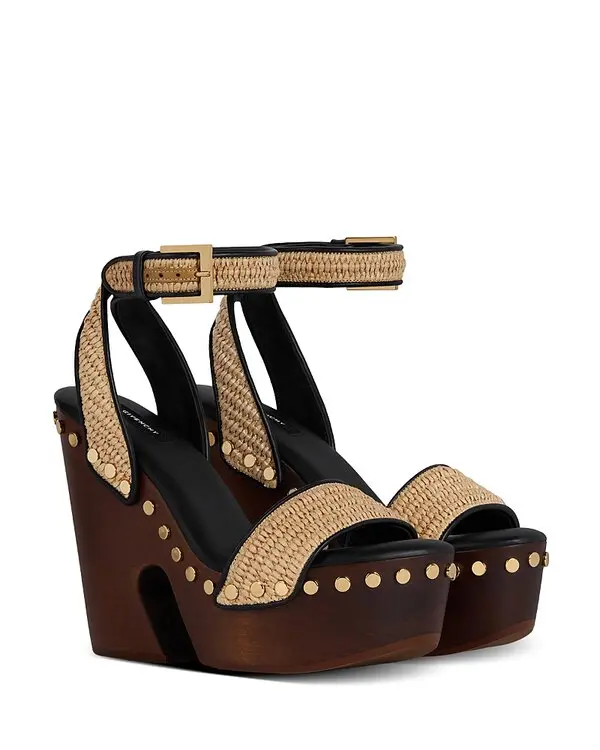 Givenchy Studded Platform Wedge Sandals - Natural
