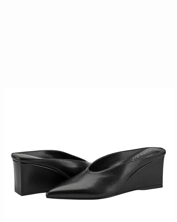 MARC FISHER LTD. Malley Pointed Toe Wedge Mules - Black