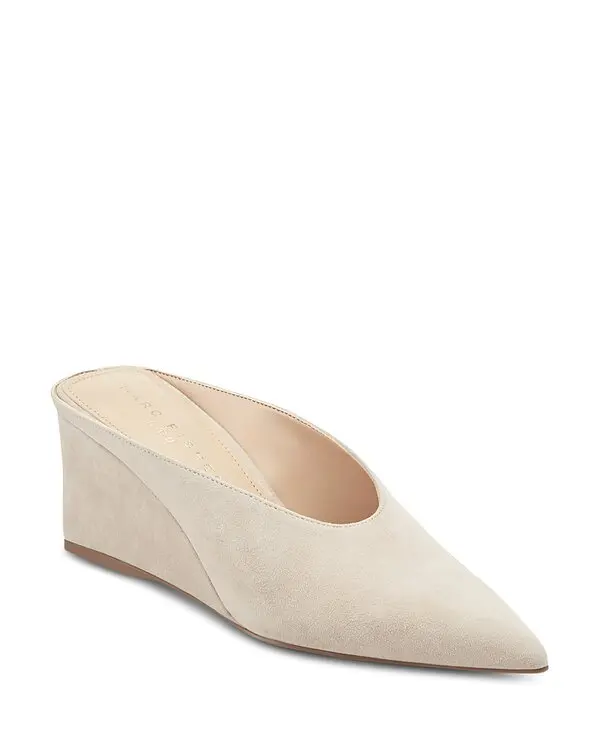 MARC FISHER LTD. Malley Pointed Toe Wedge Mules - Ivory
