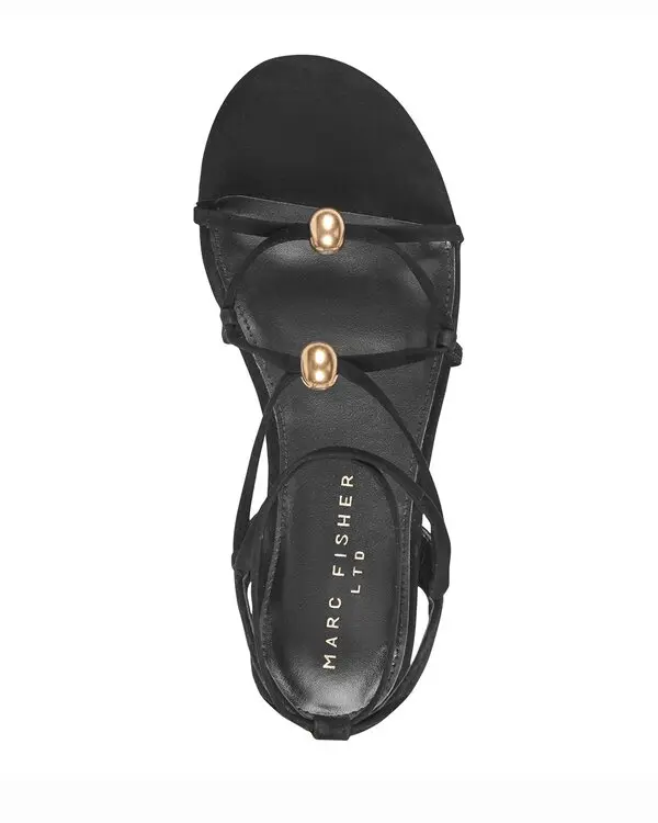 MARC FISHER LTD. Strappy Flat Sandals With Tie Fastening - Black