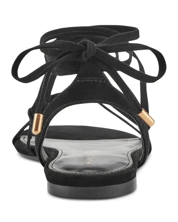 MARC FISHER LTD. Strappy Flat Sandals With Tie Fastening - Black