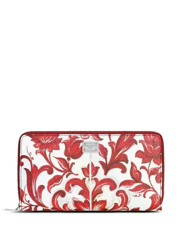Dolce & Gabbana Majolica-print Calfskin Wallet - White