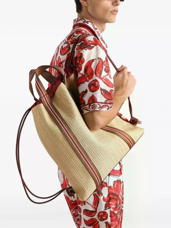 Dolce & Gabbana Essenza Backpack In Raffia - Neutrals