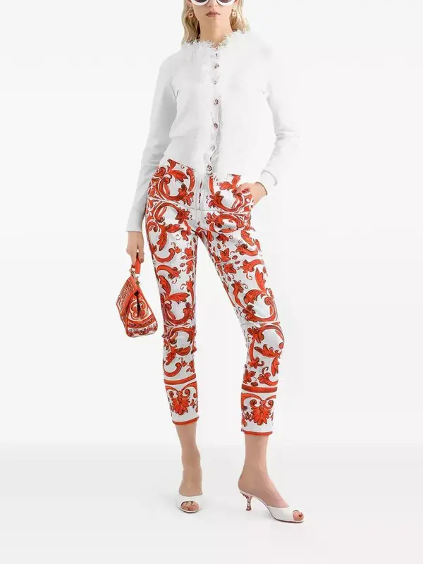 Dolce & Gabbana Majolica Print Brocade Trousers - White