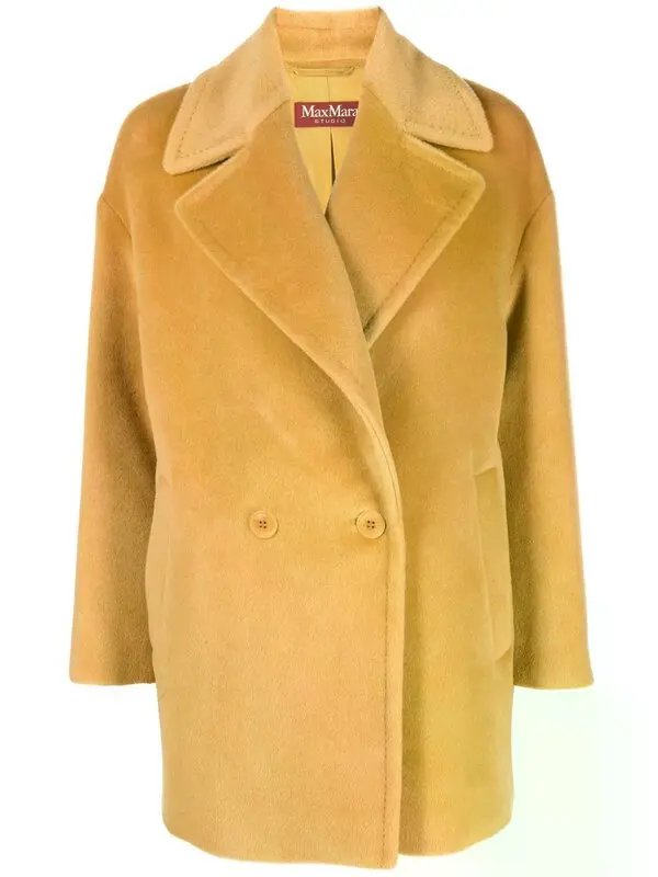 Max Mara Gio Alpaca Wool Blend Coat - Yellow