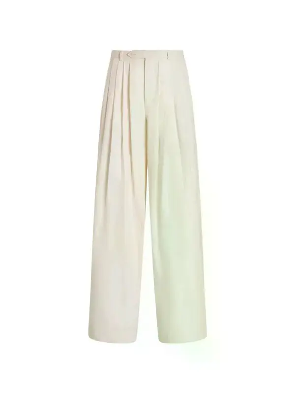 Dolce & Gabbana Pleated Cotton Linen Trousers - Neutrals