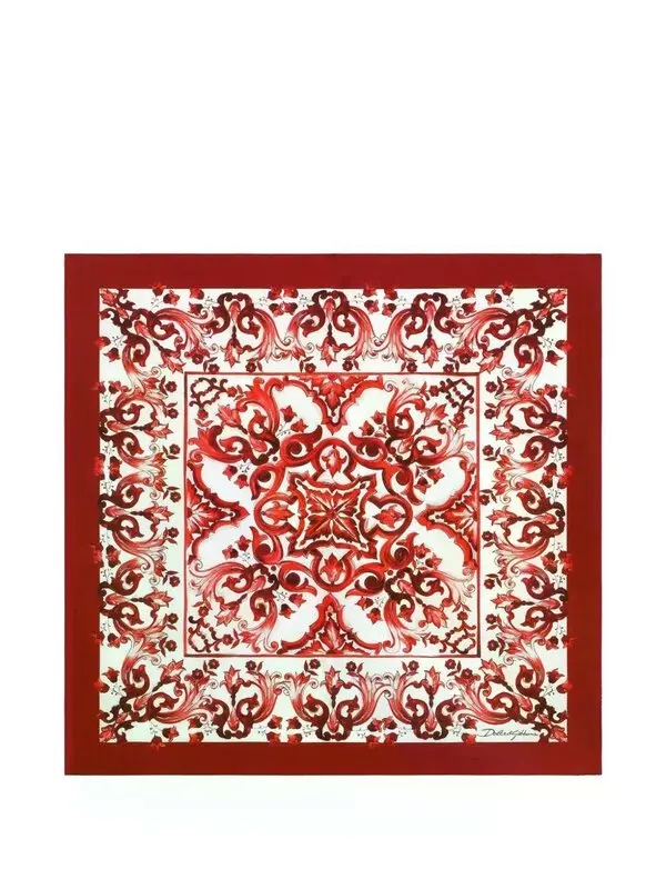 Dolce & Gabbana 50x50 Majolica-print Twill Scarf - Red