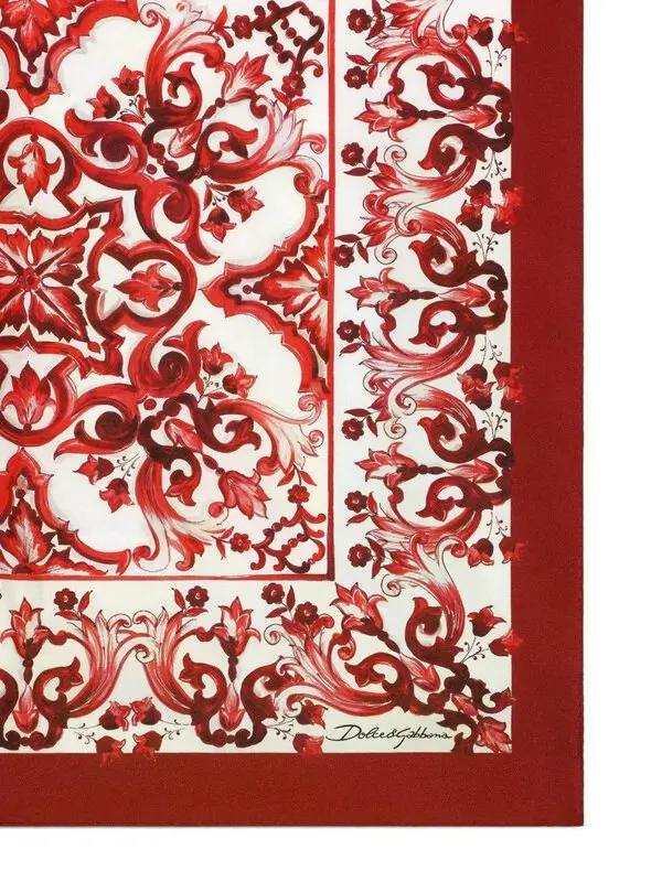 Dolce & Gabbana 50x50 Majolica-print Twill Scarf - Red