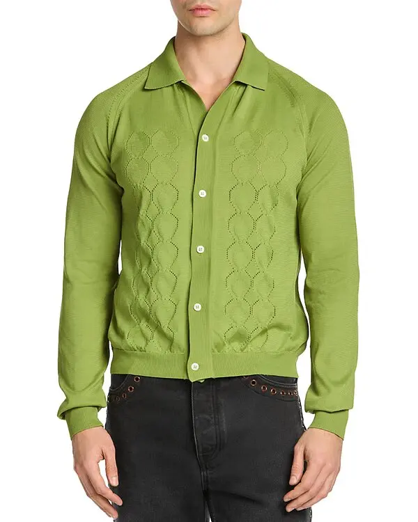 Marni Knitted Polo Cardigan - Kiwi