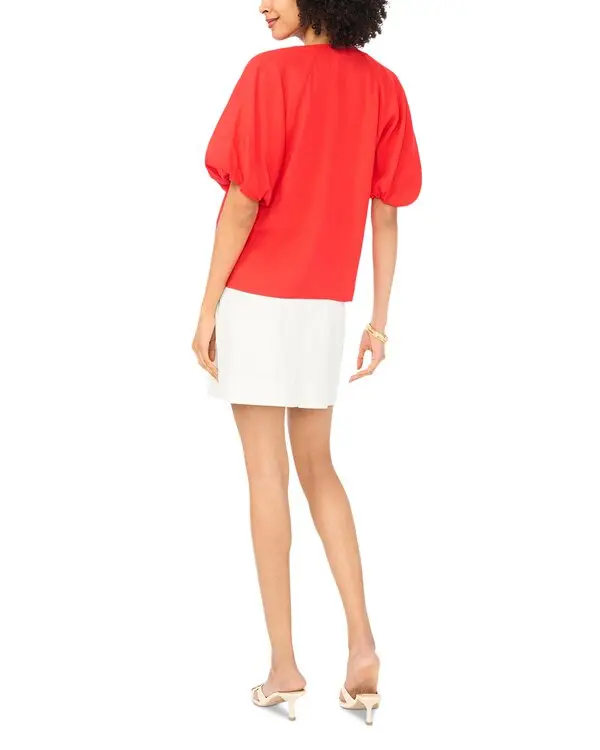 Vince Camuto Embroidered Split Neck Top