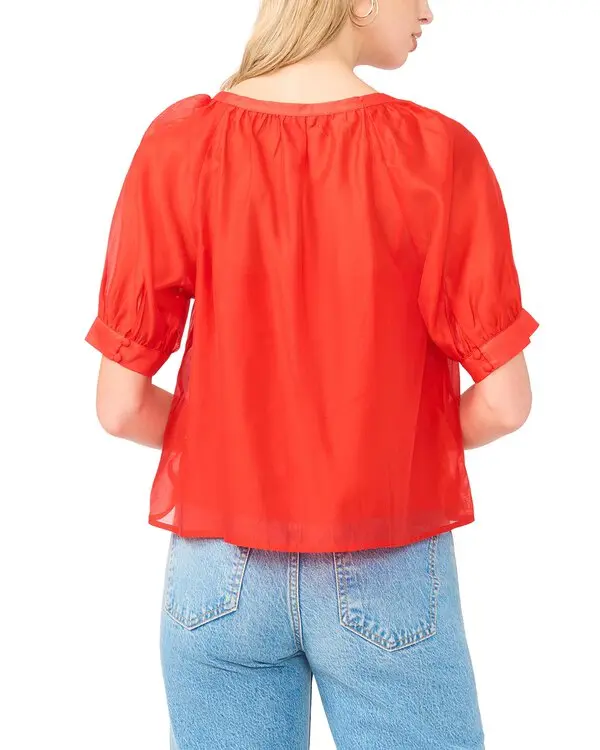 Vince Camuto Short Sleeve Button-down Top - Lobster Red