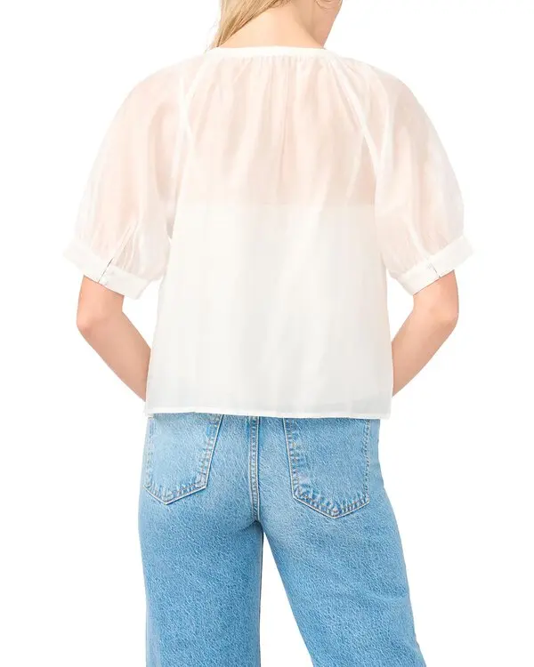 Vince Camuto Short Sleeve Button-down Top - Ultra White