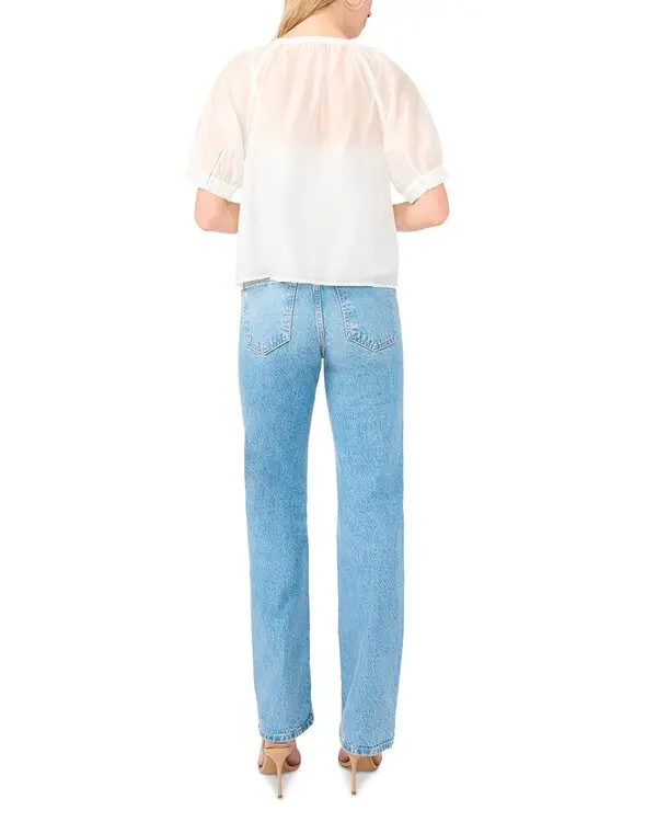 Vince Camuto Short Sleeve Button-down Top - Ultra White