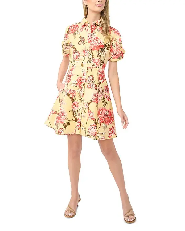 Ted Baker London Stina Twist Sleeve Flared Mini Dress - Creamed Corn