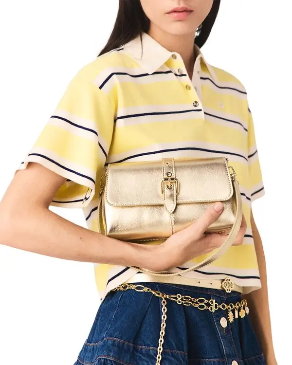 Maje Miss M Metallic Leather Shoulder Bag With Chain Detail