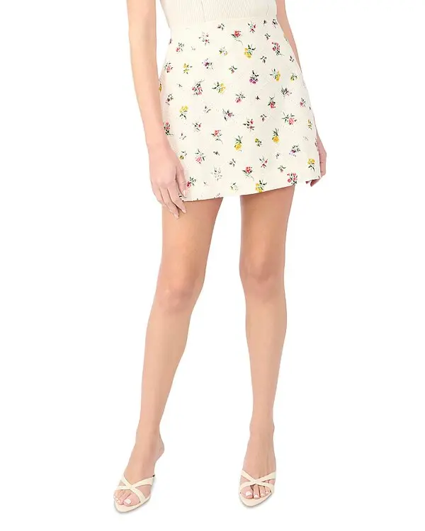 Ted Baker London Floral Print Cotton Mini Skirt - Vanilla Ice