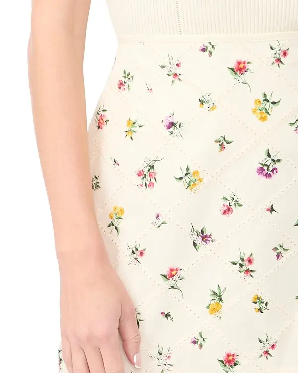 Ted Baker London Floral Print Cotton Mini Skirt - Vanilla Ice