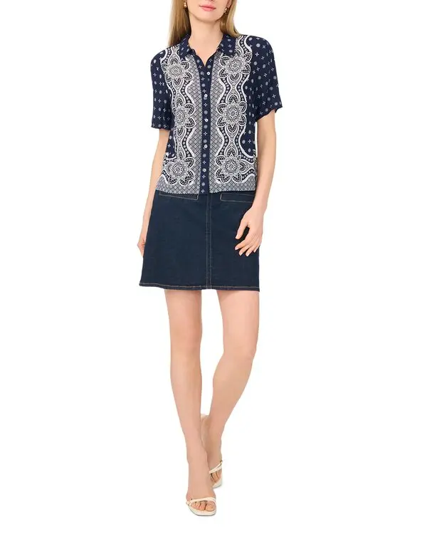 Vince Camuto Printed Collared Short Sleeve Shirt