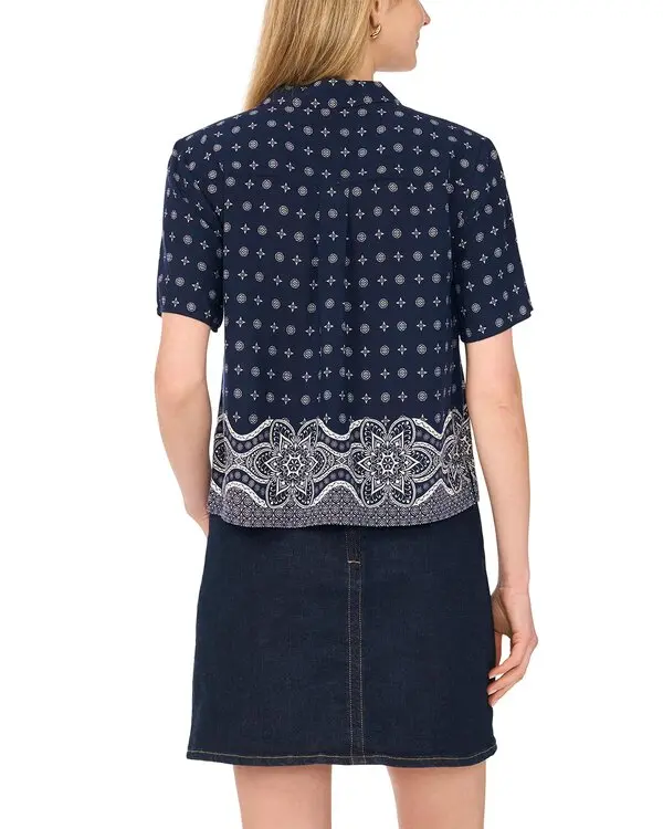 Vince Camuto Printed Collared Short Sleeve Shirt