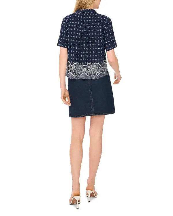 Vince Camuto Printed Collared Short Sleeve Shirt