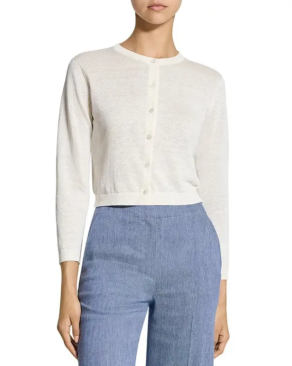 Theory Cropped Cardigan - Bone