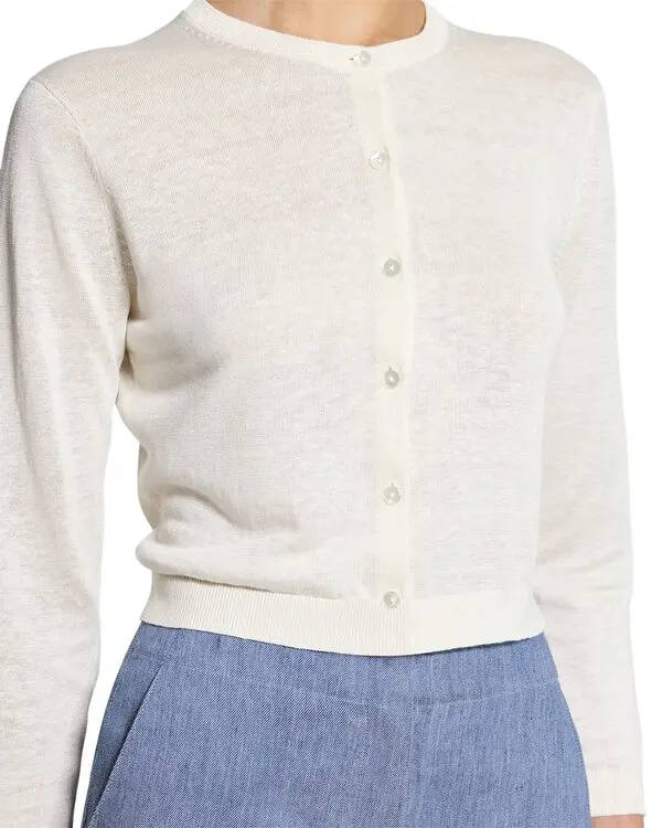 Theory Cropped Cardigan - Bone