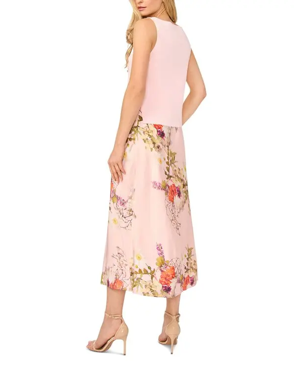 Ted Baker London Midori Sleeveless Boat Neck Printed Twofer Dress - Cloud Pink