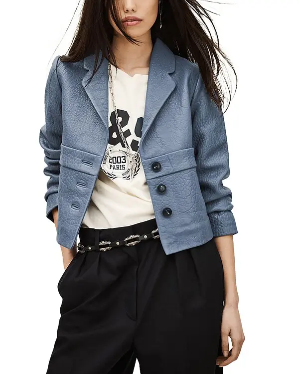 Ba&sh Borfeo Cropped Leather Jacket