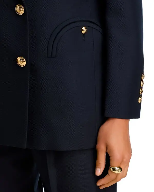 BLAZÉ MILANO Double Breasted Wool Blazer - Navy