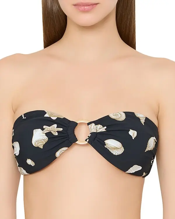 MILLY O Ring Bandeau Bikini Top - Black/white
